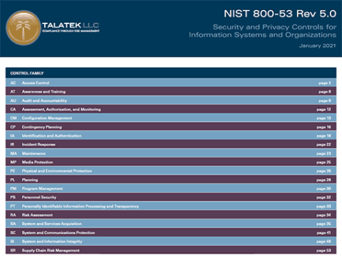 NIST 800-53 REFERENCE GUIDE Rev. 5 - TalaTek, LLC